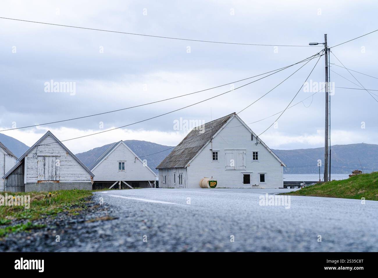 Norway, Runde Island, houses at the harbor Stock Photo - Alamy