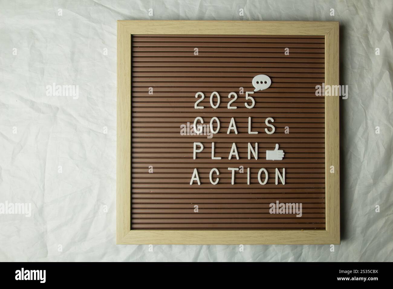 Brown Handmade Letter Board. Letter board frame with 2025 goal action ...