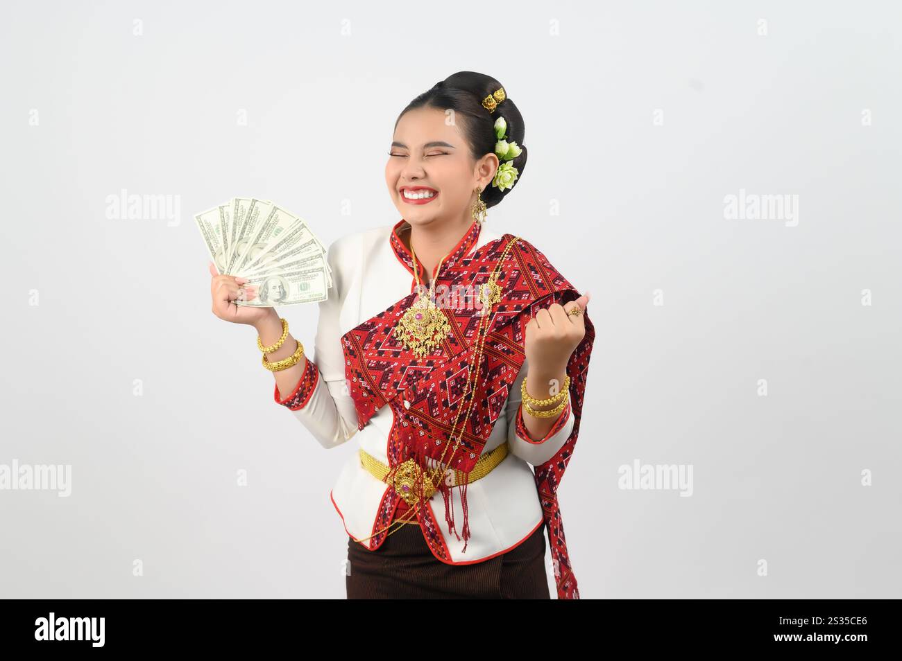 Portrait of Beautiful Woman in Thai Northern Traditional Clothing with ...