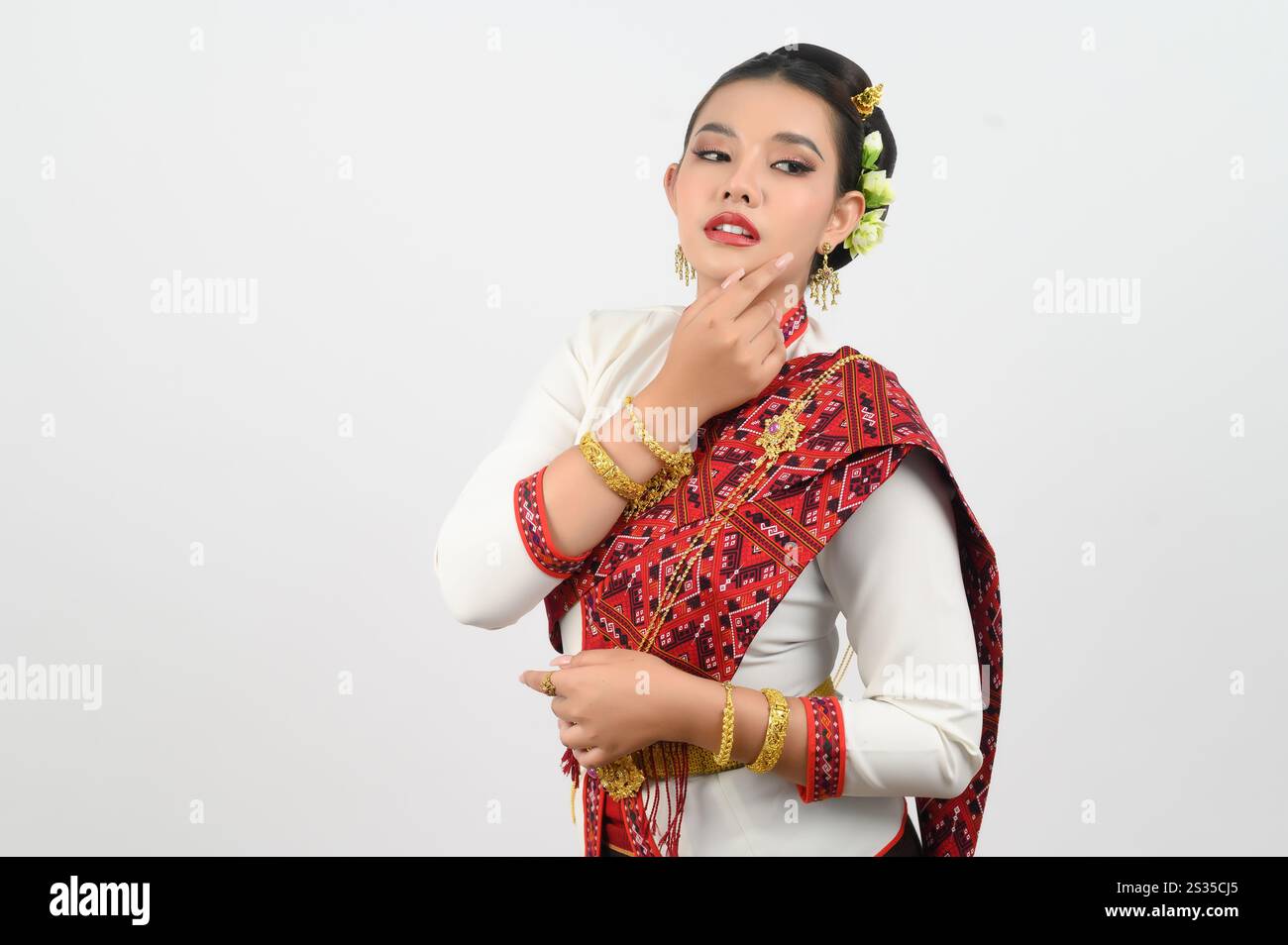 Portrait of Beautiful Woman in Thai Northern Traditional Clothing ...