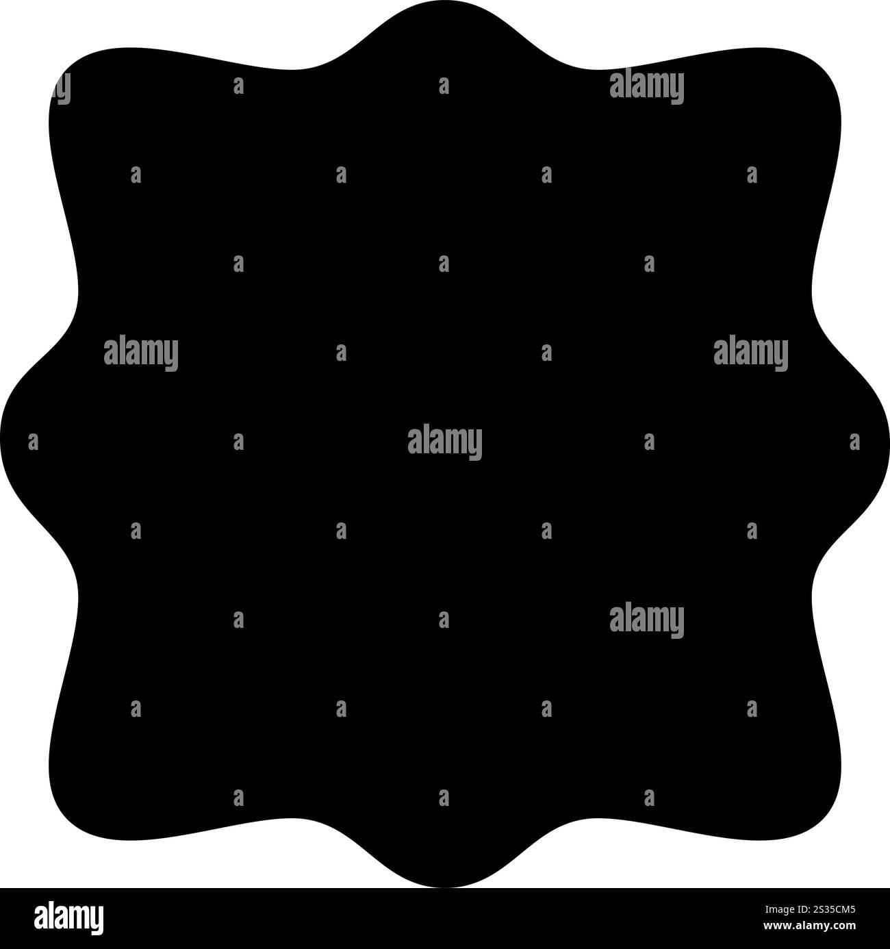 Square shape with wavy edges. Basic geometric form with scallop borders ...