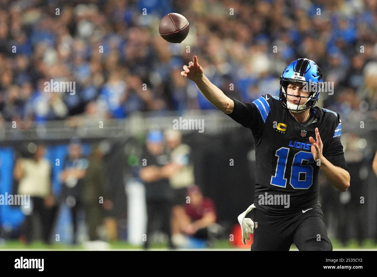 Detroit Lions quarterback Jared Goff passes during the second half of ...