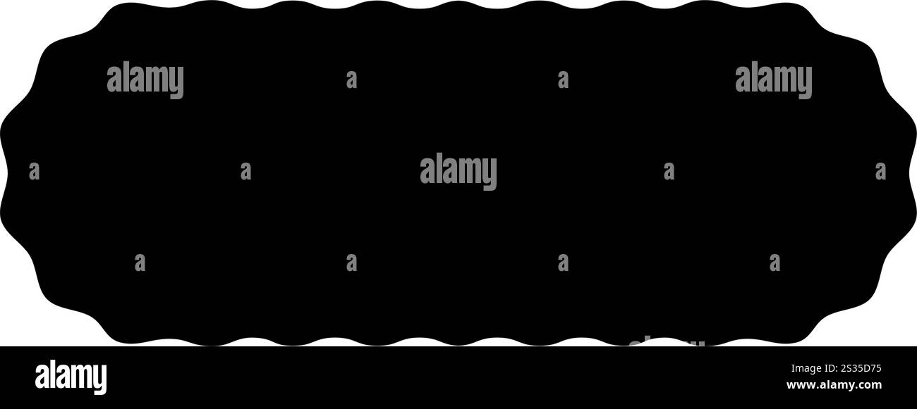 Oval rectangle with wavy edges. Rectangular shape with curvy borders. Empty text box or memo ...