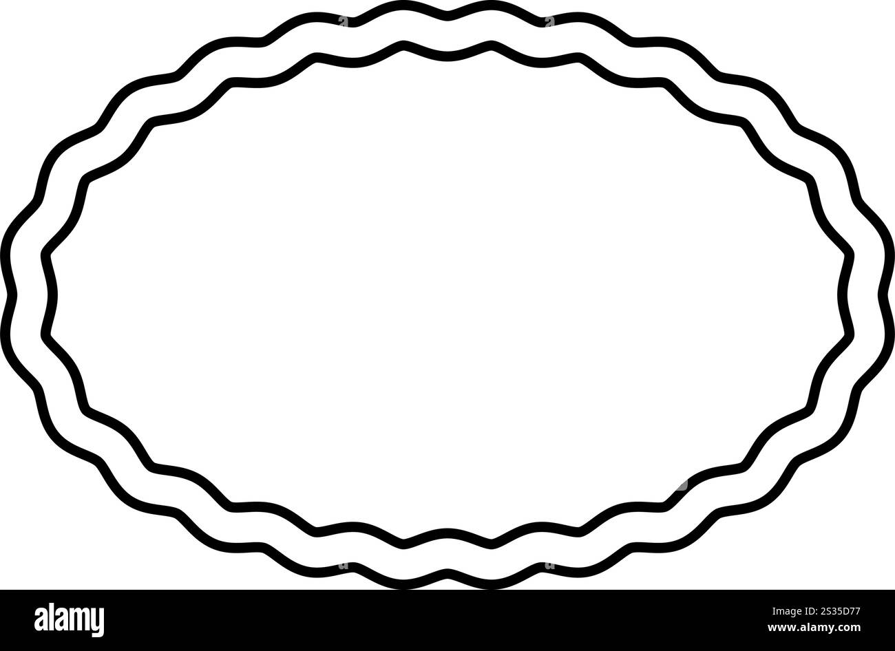 Oval frame with curvy borders. Elliptic shape with wriggly edges. Text ...
