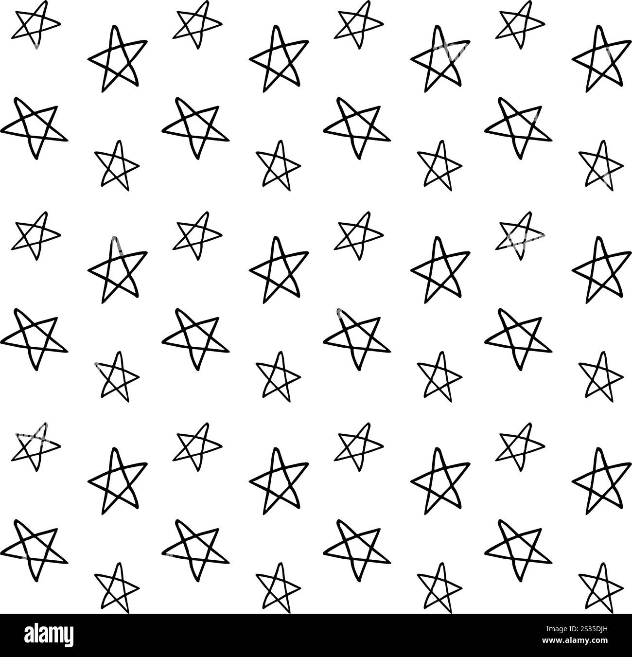 Vector seamless pattern of hand drawn doodle sketch stars isolated on ...