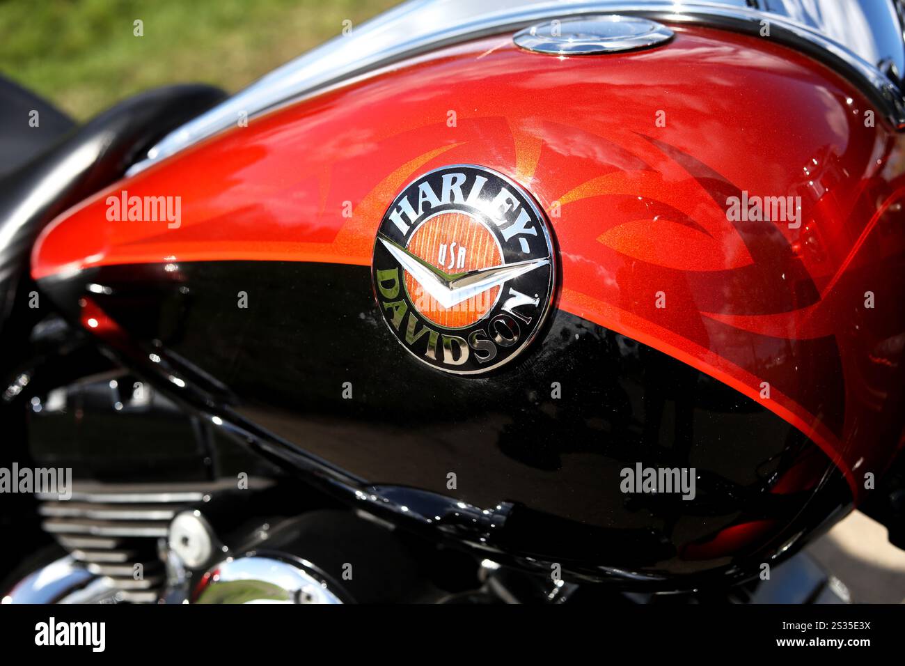General views of motorbikes and motorcycles at a owners meet up in East ...