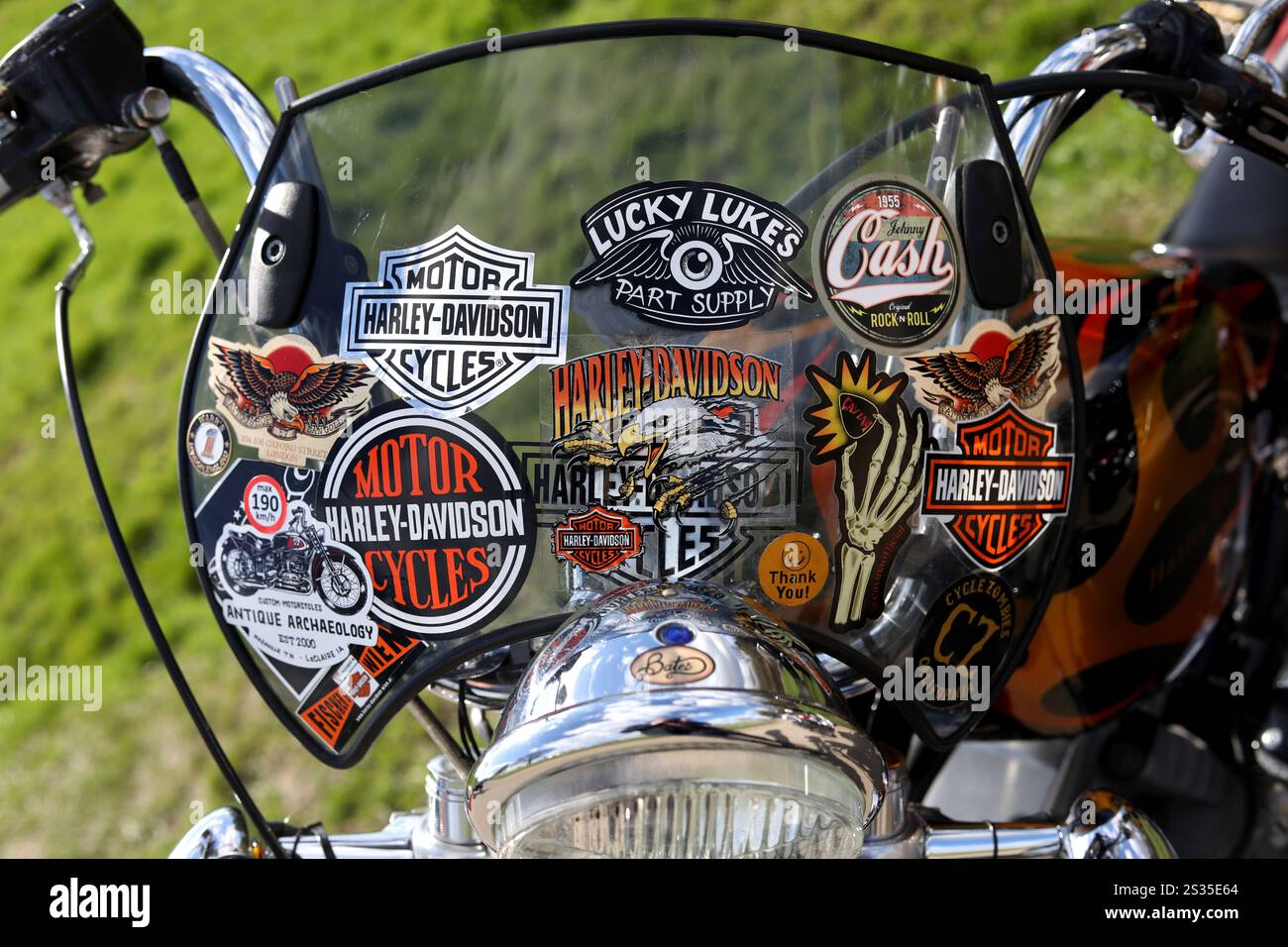 General views of motorbikes and motorcycles at a owners meet up in East ...
