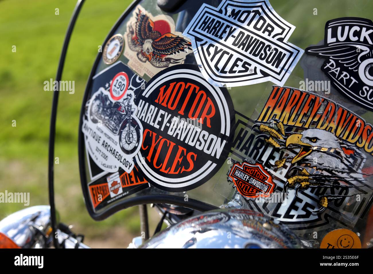 General views of motorbikes and motorcycles at a owners meet up in East ...