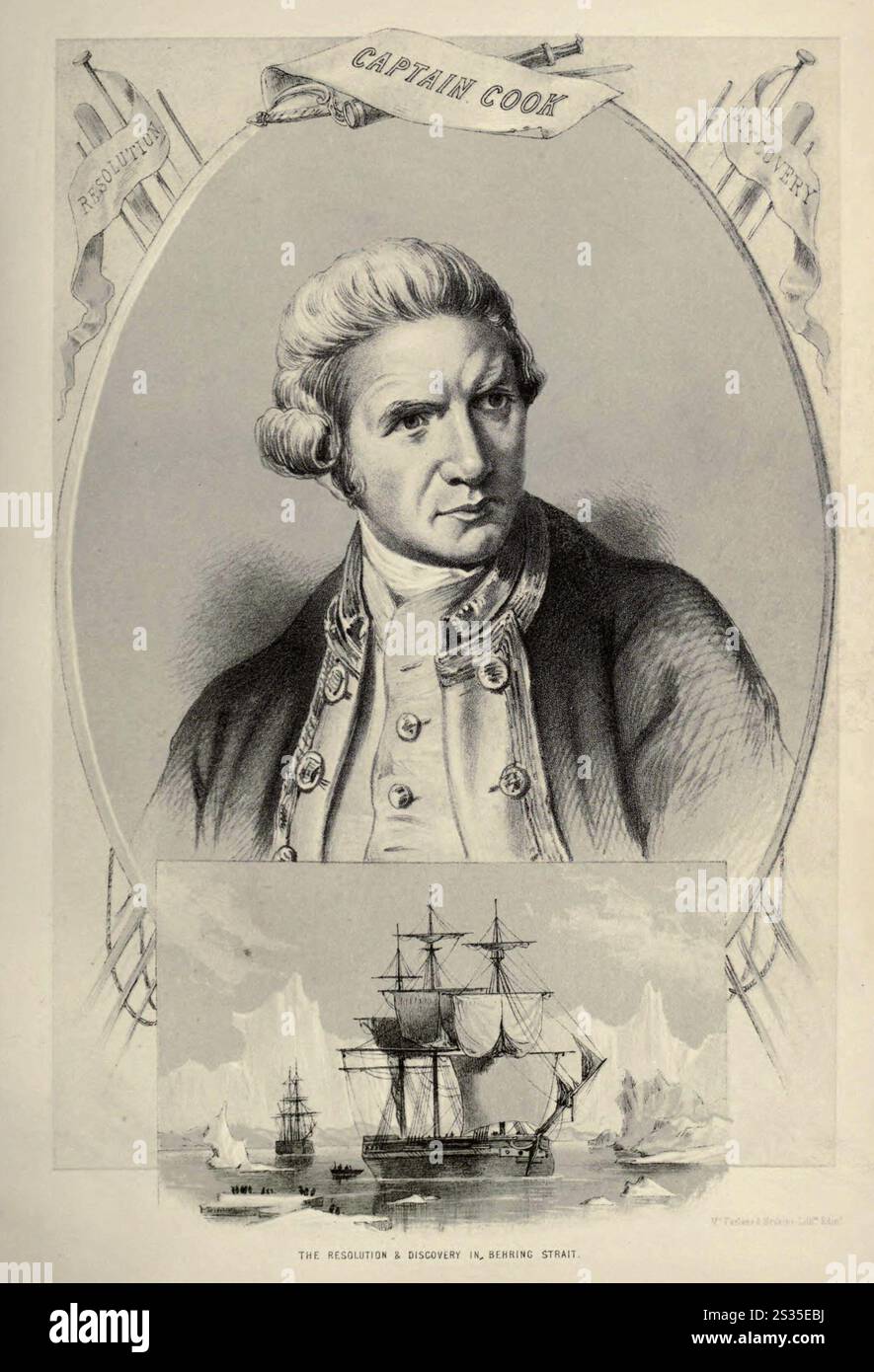Captain James Cook and the Resolution and Discovery in Behring Strait ...