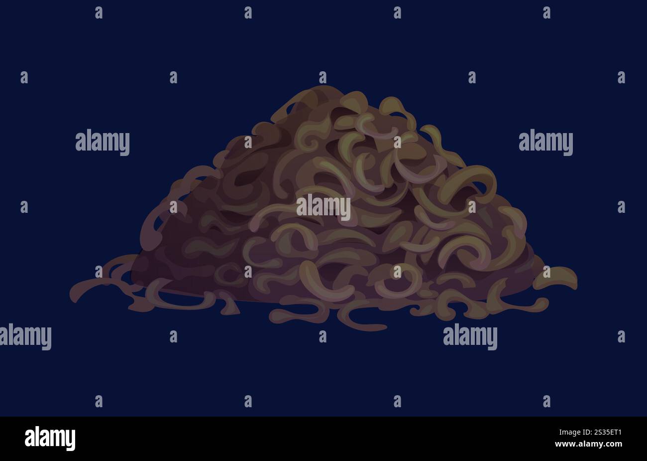 Dry tea leaves. Isolated cartoon vector heap of dry black tea plant ...