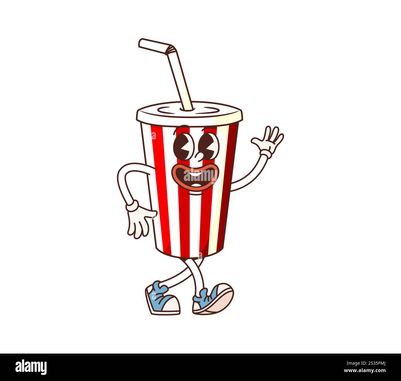 Retro groovy fast food soda drink character with funny face, cartoon ...