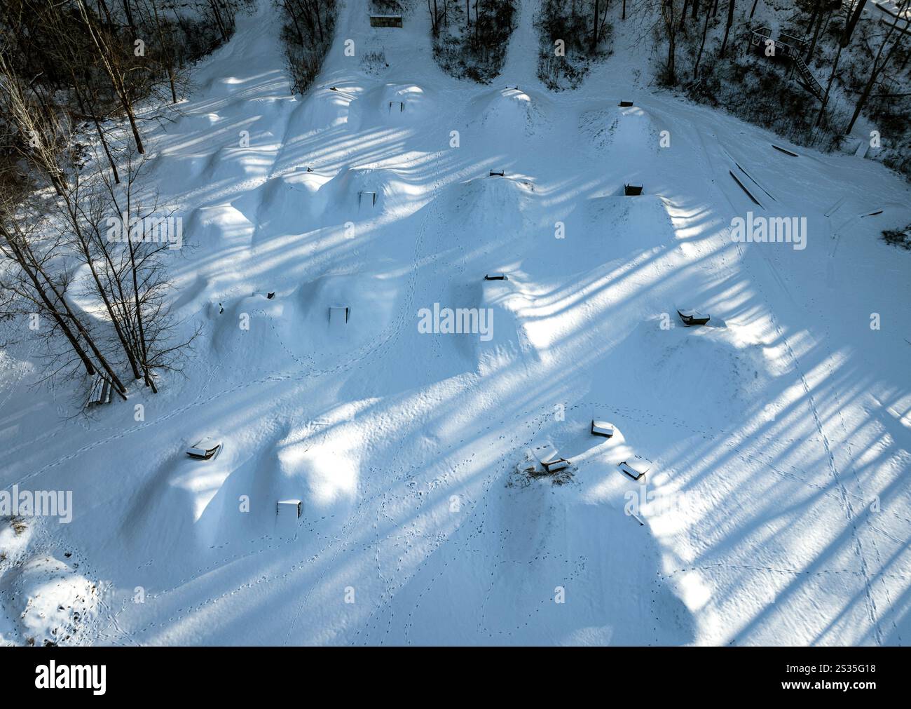 Snow over Griffin Bike Park in Terre Haute, Indiana, USA Stock Photo ...
