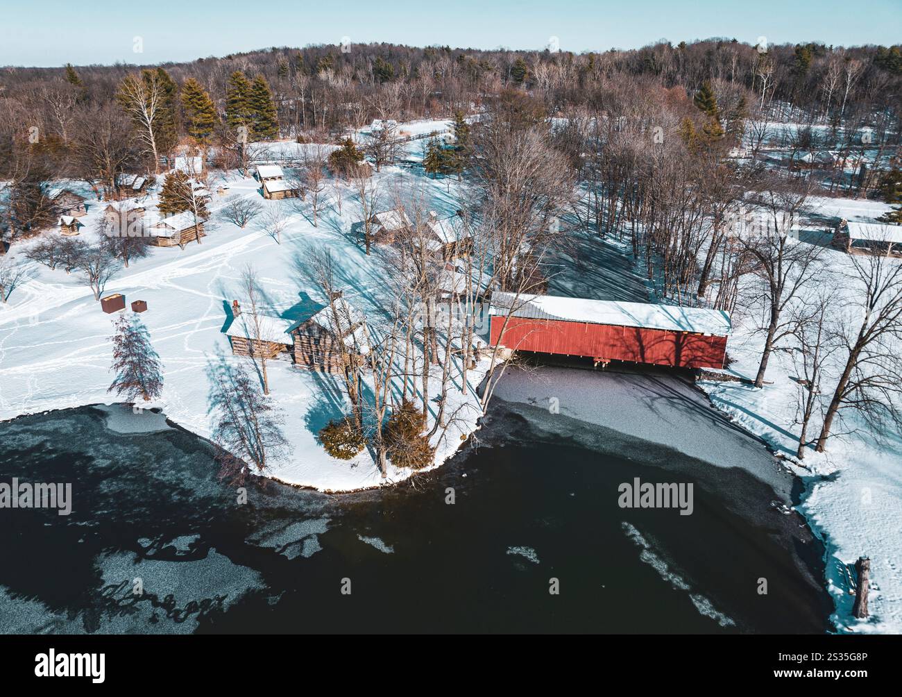 Aerial view of the pioneer village at Fowler Park, Terre Haute, Indiana ...