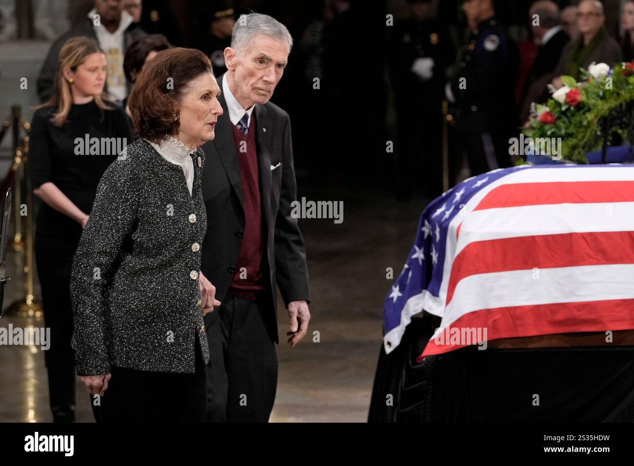 Lynda Bird Johnson Robb and former Sen. Chuck Robb arrive at the flag ...