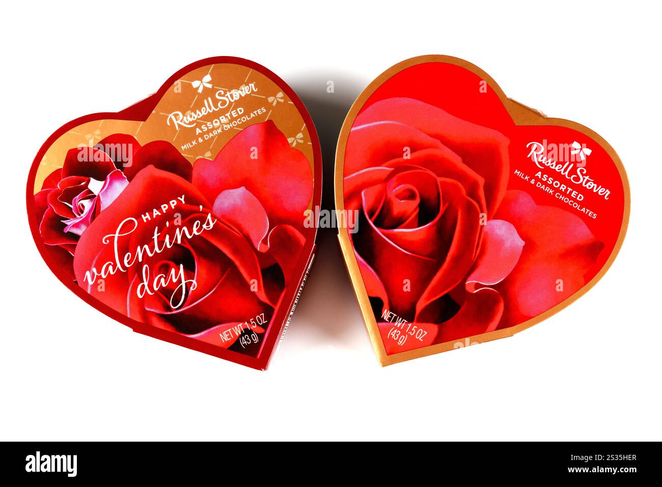 Heart-shaped chocolate boxes with red roses design for Valentines Day ...