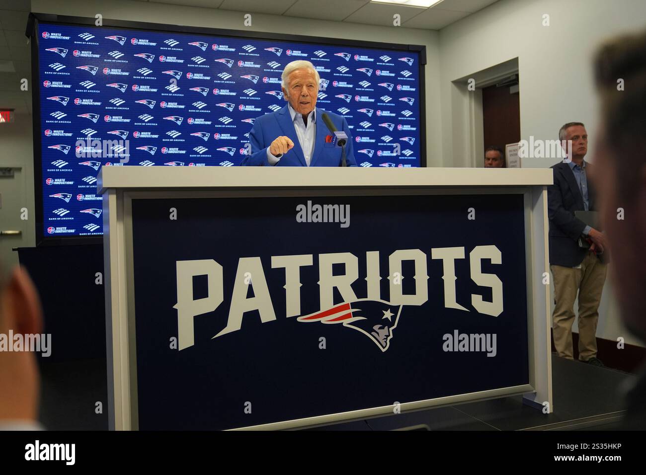 New England Patriots owner Robert Kraft during a media availability ...