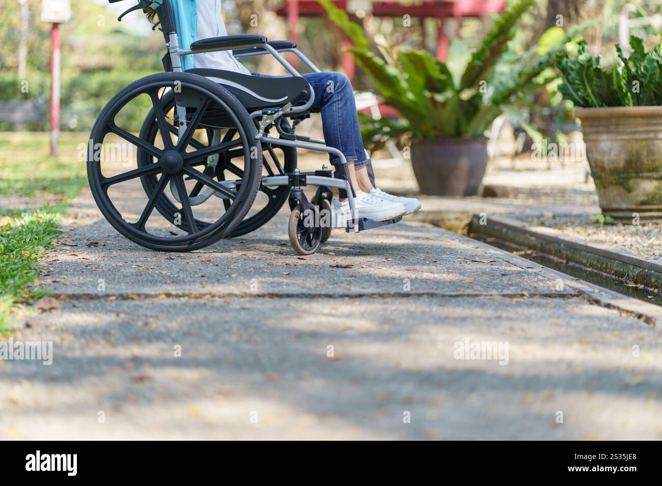 Depressed sad asian woman in wheelchair lonely disabled adult Stock ...