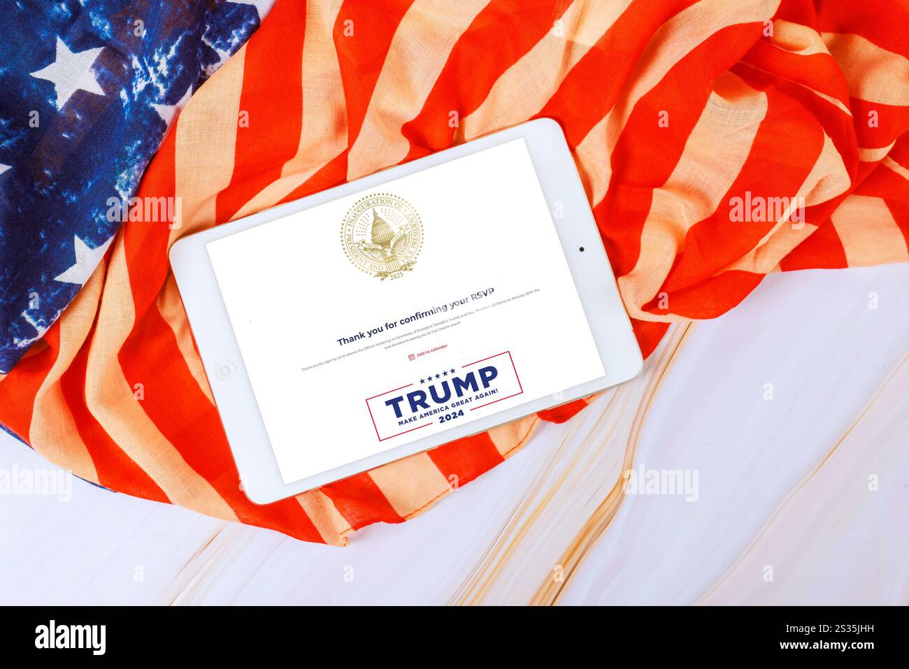 8 January 2025 Washington DC US Tablet displays Official Swearing In ...