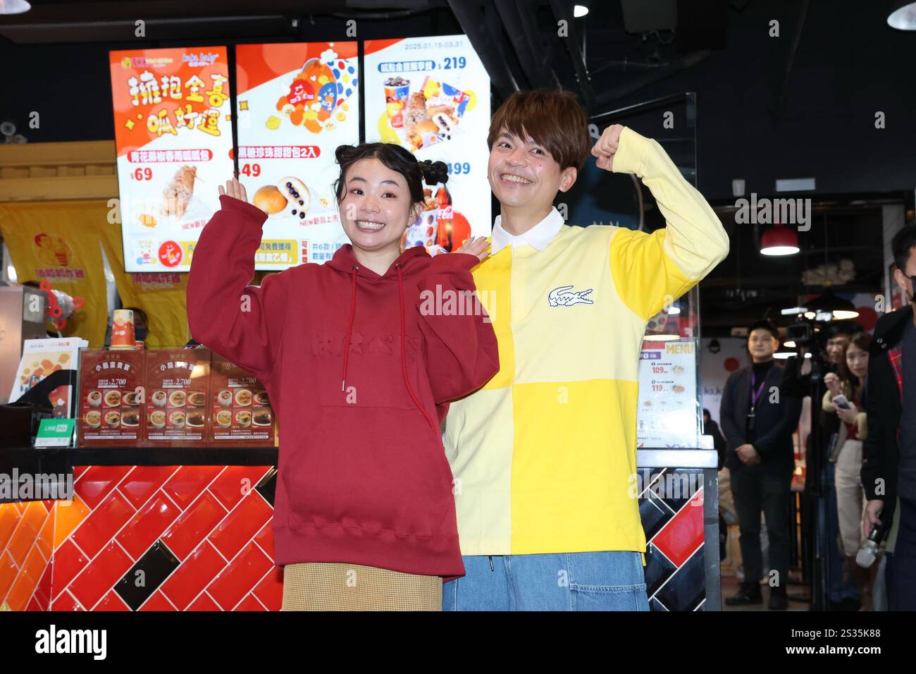 TAIPEI, CHINA - JANUARY 8, 2025 - Taiwanese internet celebrity Weijia Cai and his wife Erbo ...