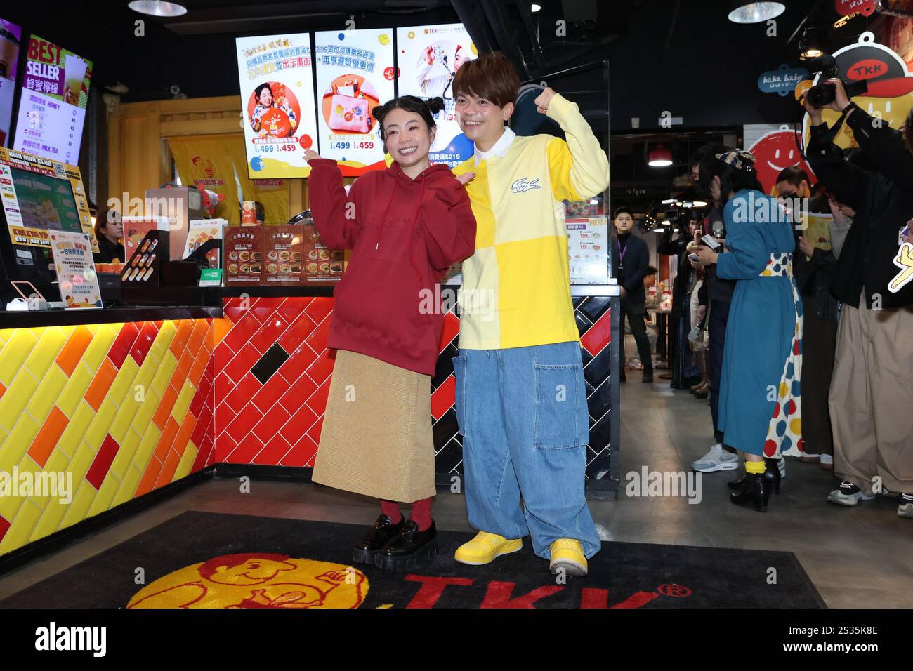 TAIPEI, CHINA - JANUARY 8, 2025 - Taiwanese internet celebrity Weijia Cai and his wife Erbo ...