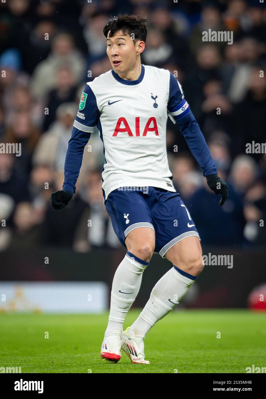 London, UK. 8th Jan, 2025. Tottenham Hotspur forward Son Heung-Min (7) during the Carabao Cup ...