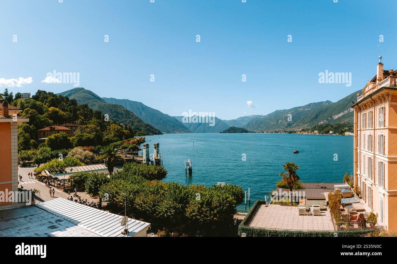 Stunning panoramic view of Lake Como from Bellagio, featuring colorful ...