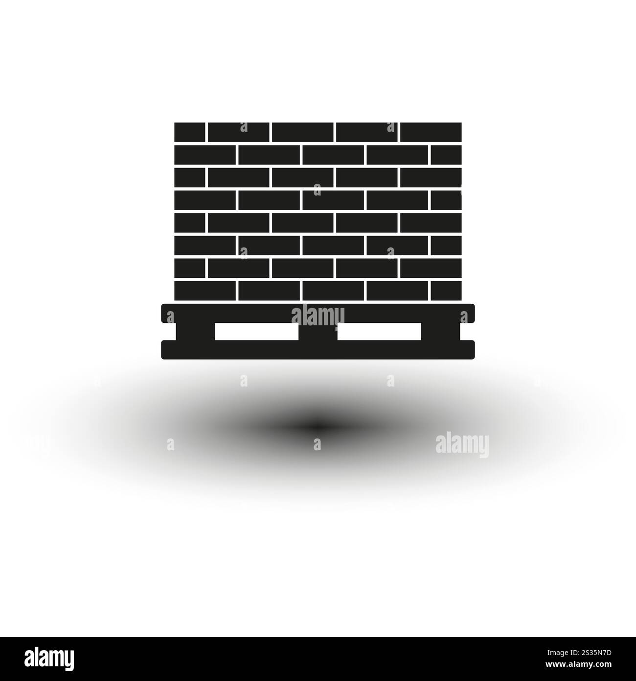 Brick pallet icon. Stacked bricks vector. Industrial material symbol ...