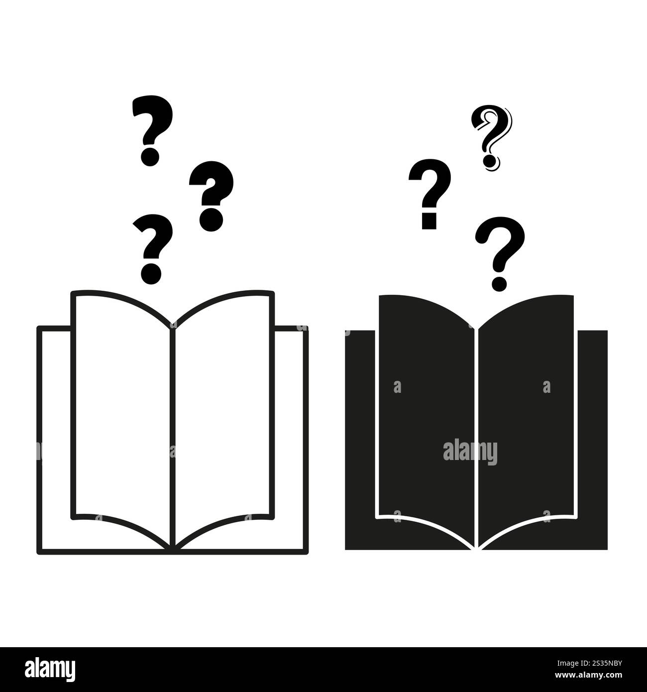 Open book icon. Question mark symbol. Knowledge vector shape. Learning illustration Stock Vector ...