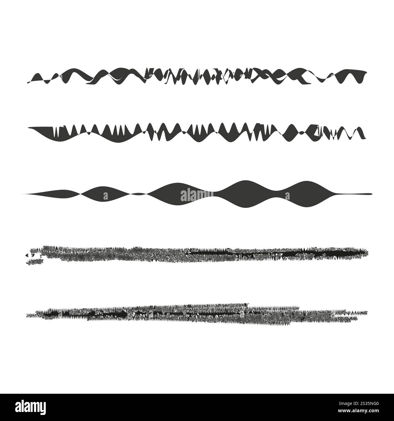 Wavy line designs. Abstract decorative strokes. Textured line elements ...