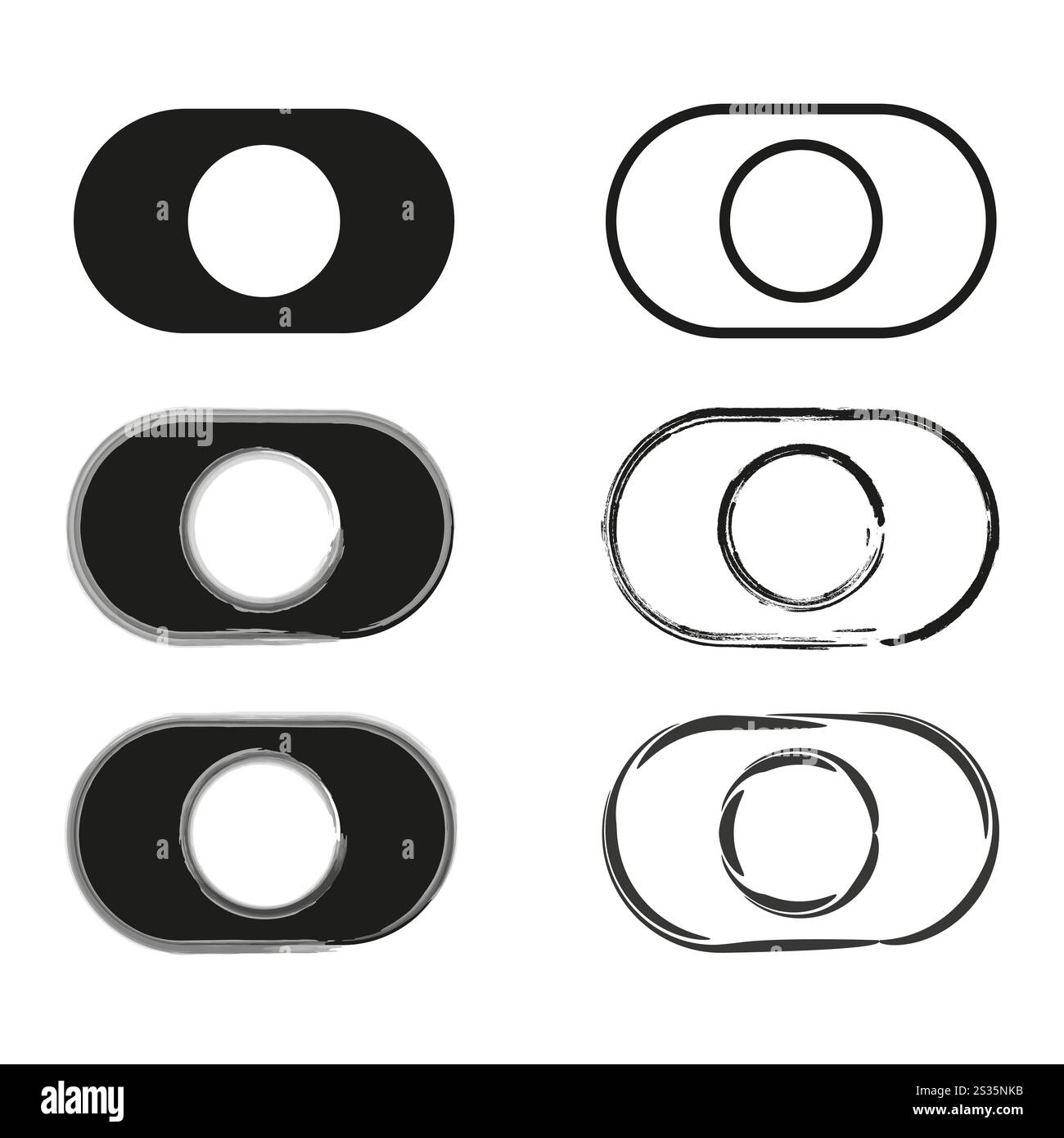 Toggle icon. Circular switch. Hand drawn effect. Vector illustration ...