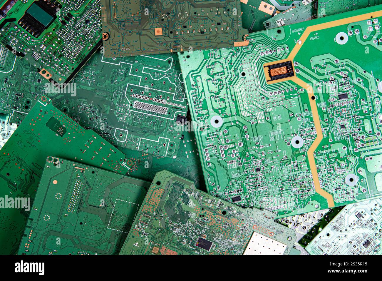 Tech background. Computer Motherboard with electrons. Computer circuit board with electrons ...