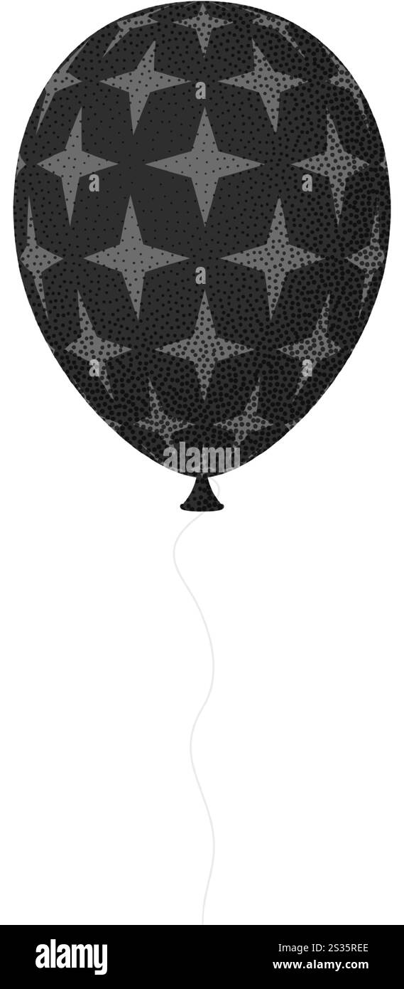 Black grey balloon retro grain. Cartoon Flat Style vector illustration ...