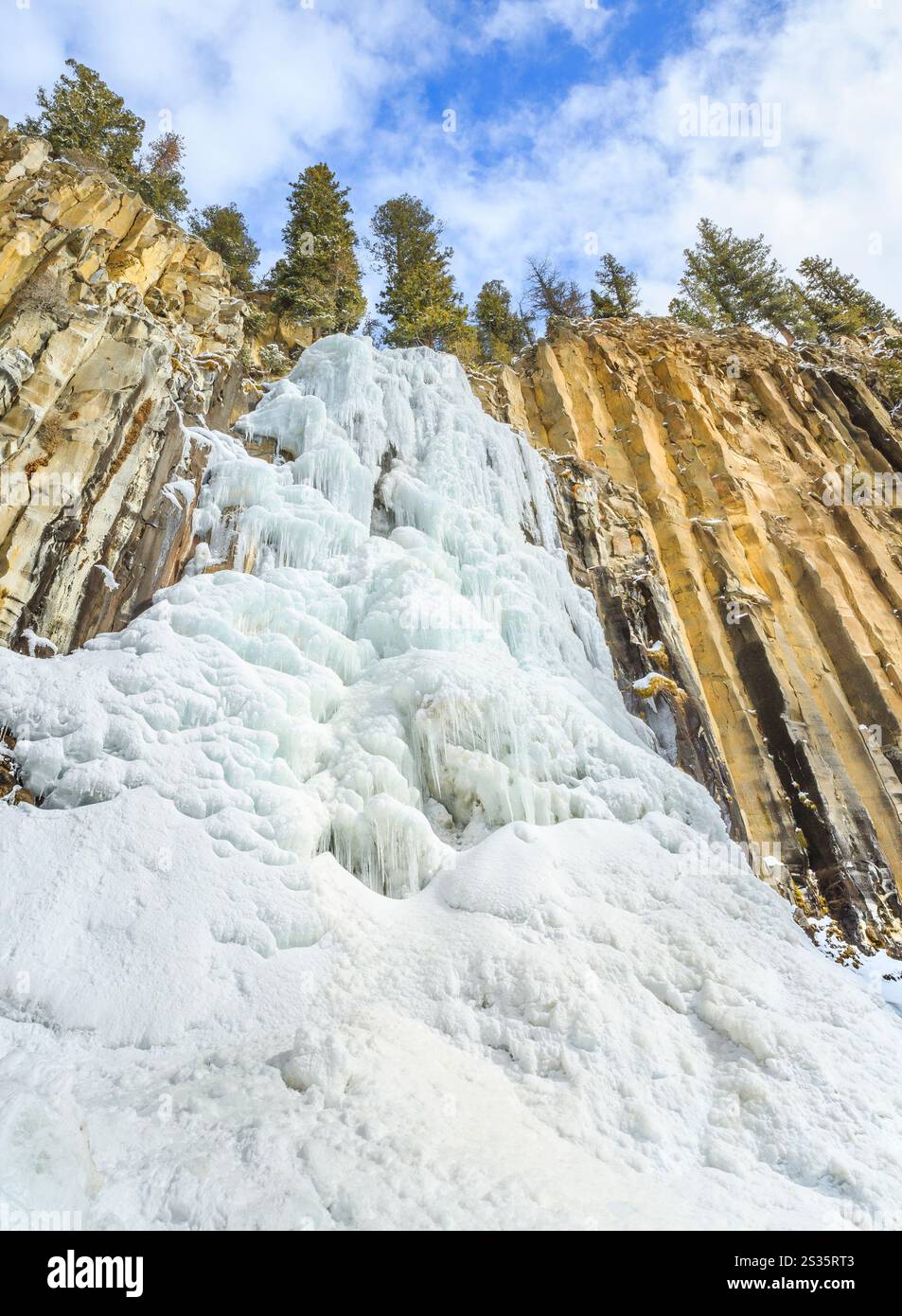 frozen palisade falls in the hyalite creek basin near bozeman, montana ...