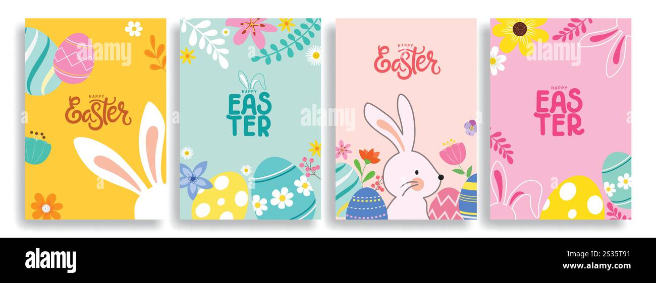 Happy easter clipart poster background set. Happy easter sunday wishes ...