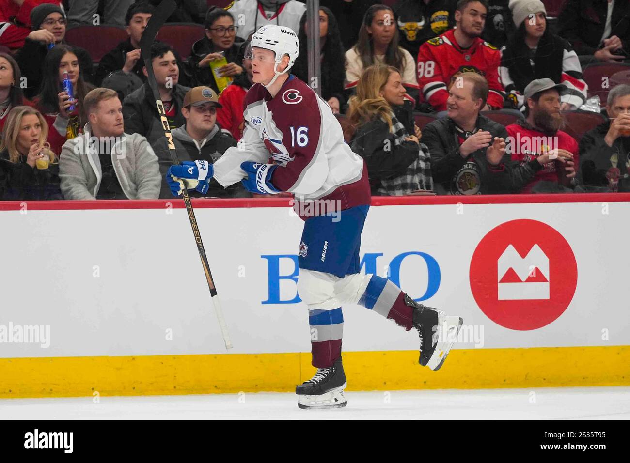 Colorado Avalanche center Juuso Parssinen (16) skates to the bench ...