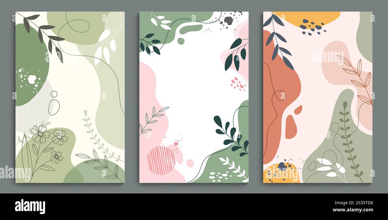 Abstract flower clipart poster set. Spring abstract background clipart ...