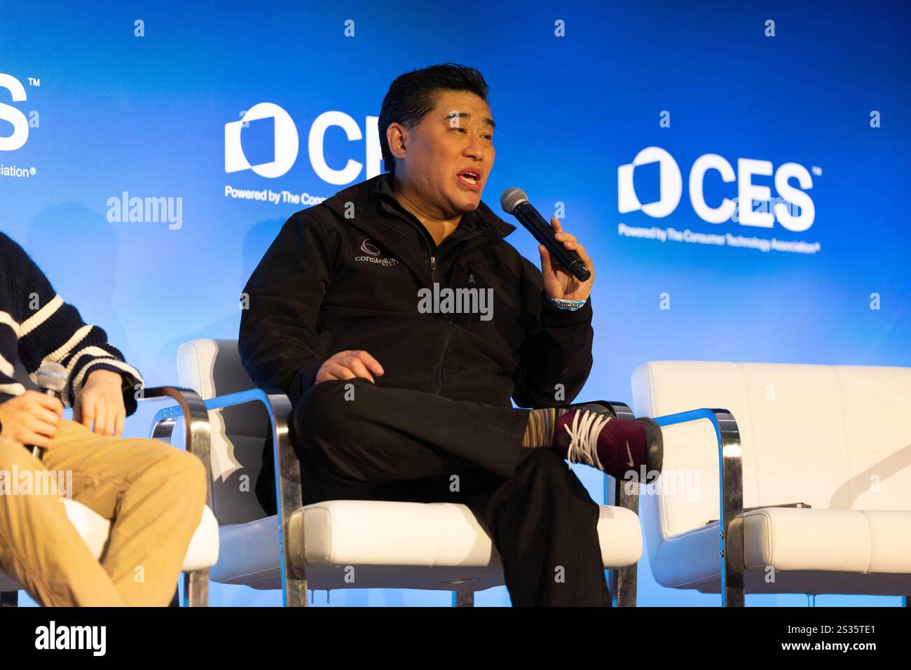 Las Vegas, Nevada, USA. 8th Jan, 2025. RAY WANG speaking The Race for ...