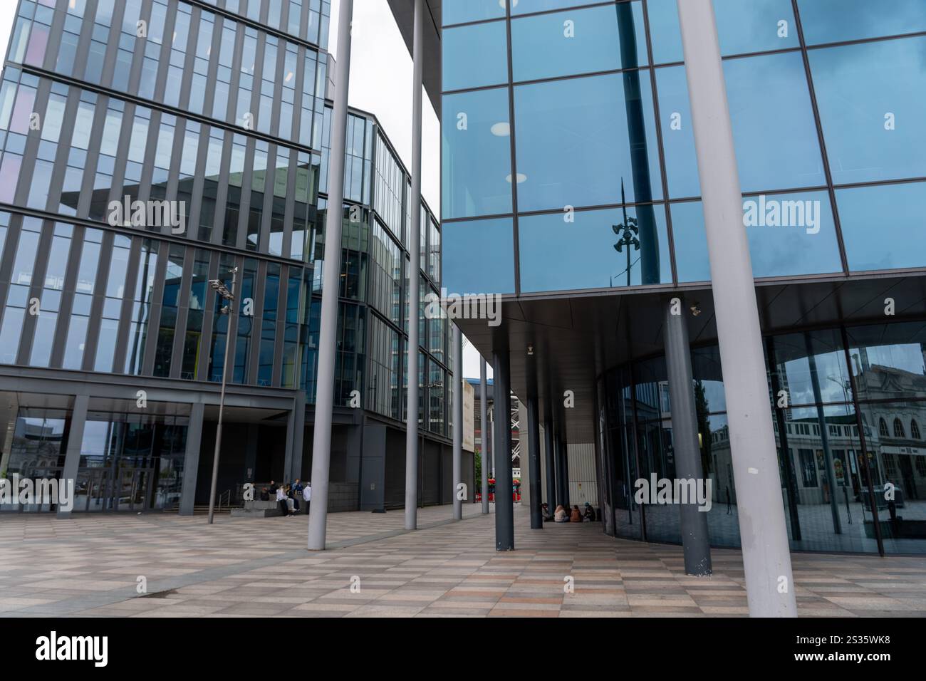 Cardiff Wales - August 7 2024; Modern commercial architecture with ...