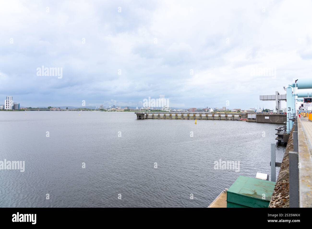 Cardiff Wales - August 7 2024:Wide angle of Cardiff Bay from the ...