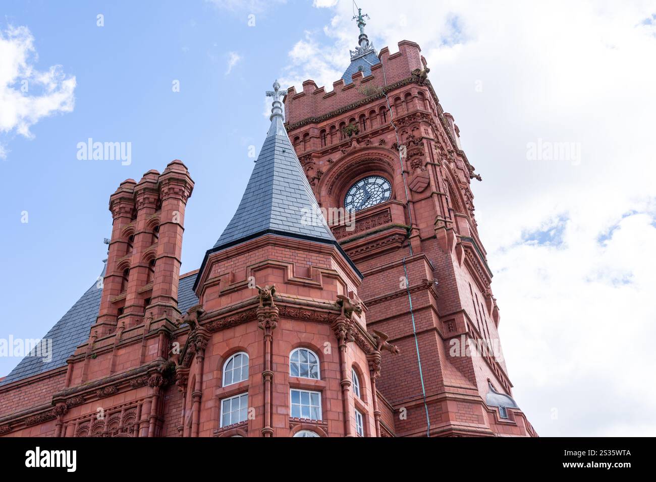 Cardiff Wales - August 6 2024; Pier-head Building constructed of red ...