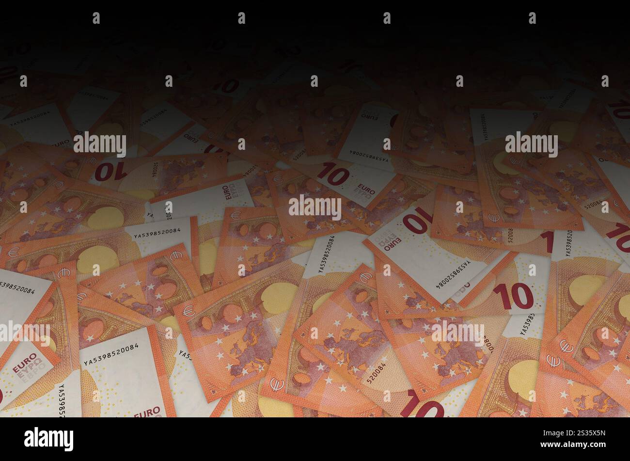 Pattern part of 10 euro banknote close-up with small red details ...