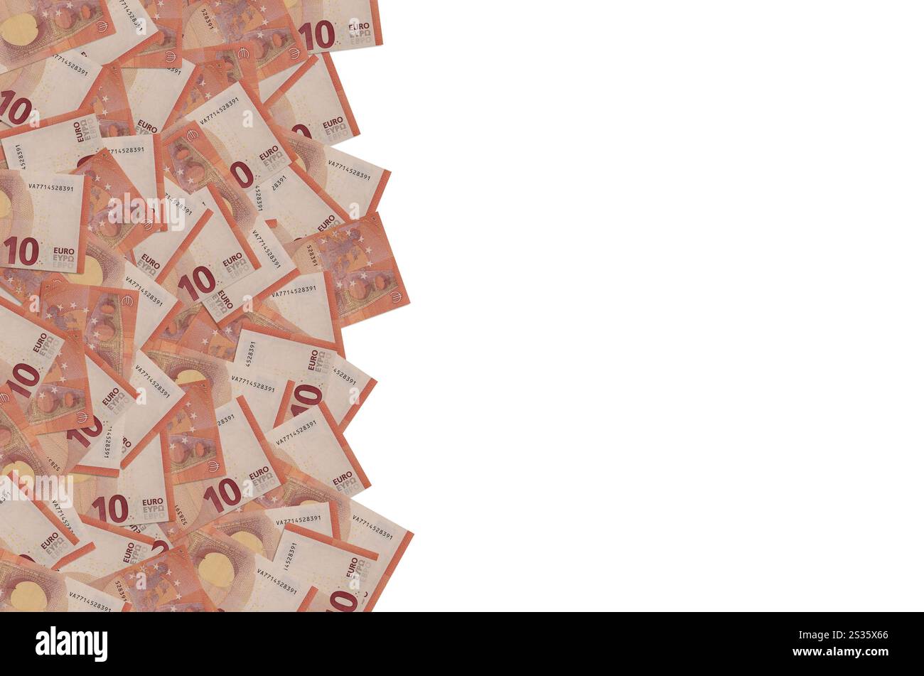 Pattern part of 10 euro banknote close-up with small red details ...