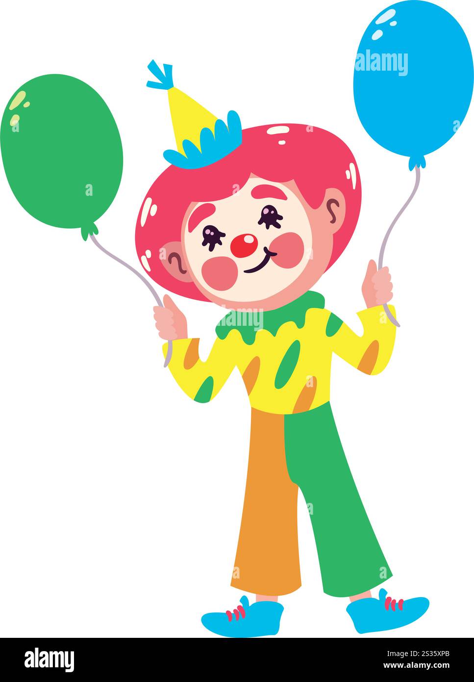 happy clown cartoon with balloons Stock Vector Image & Art - Alamy