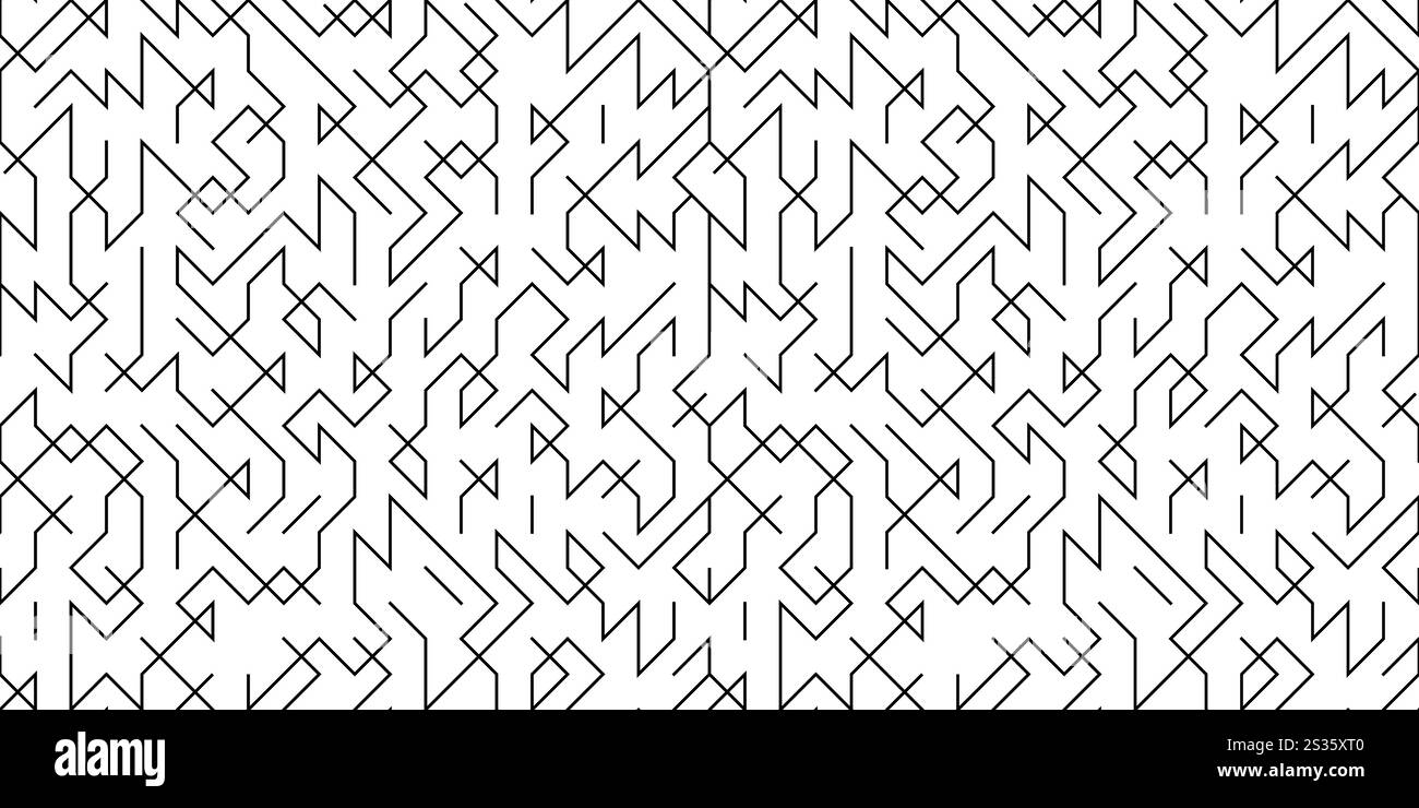 A black and white seamless patterned background with many lines. The ...