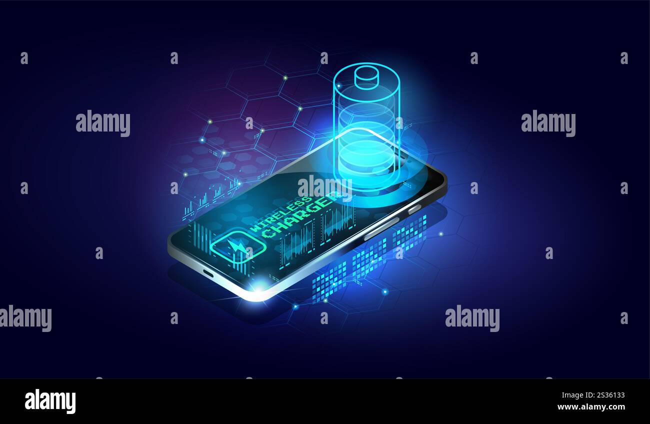 Icon battery and charging progress lighting on screen smart phone ...