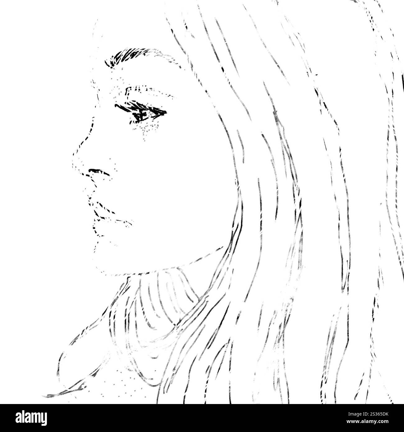 Line art sad woman Cut Out Stock Images & Pictures - Alamy