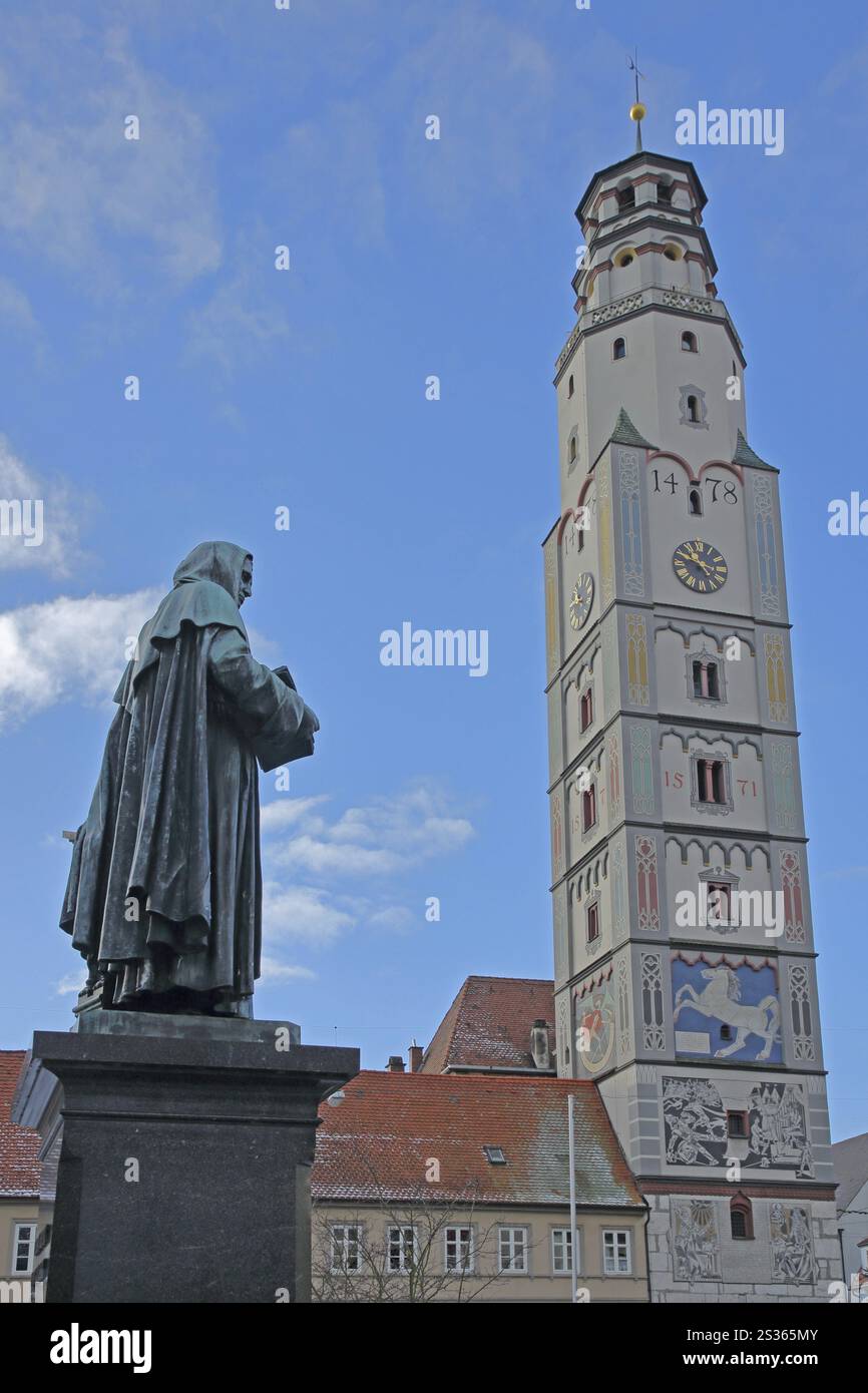Mould tower built in 1478 and landmark with monument to medieval bishop ...
