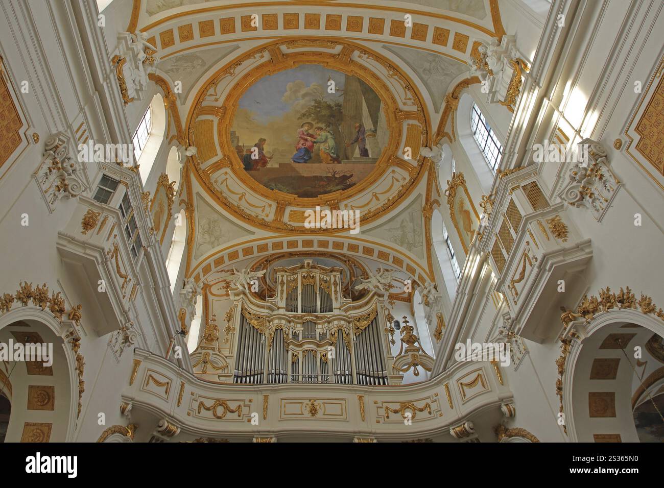 Interior view with ceiling fresco by Januarius Zick 1783 by baroque ...