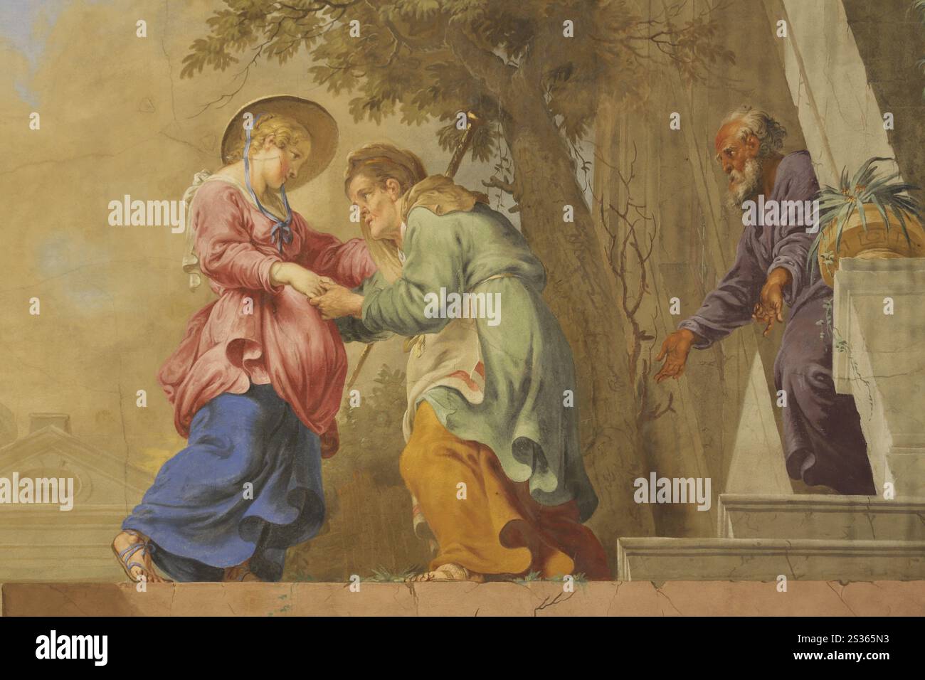 Ceiling fresco Visitation of Mary at Elisabeth by Januarius Zick 1783 ...