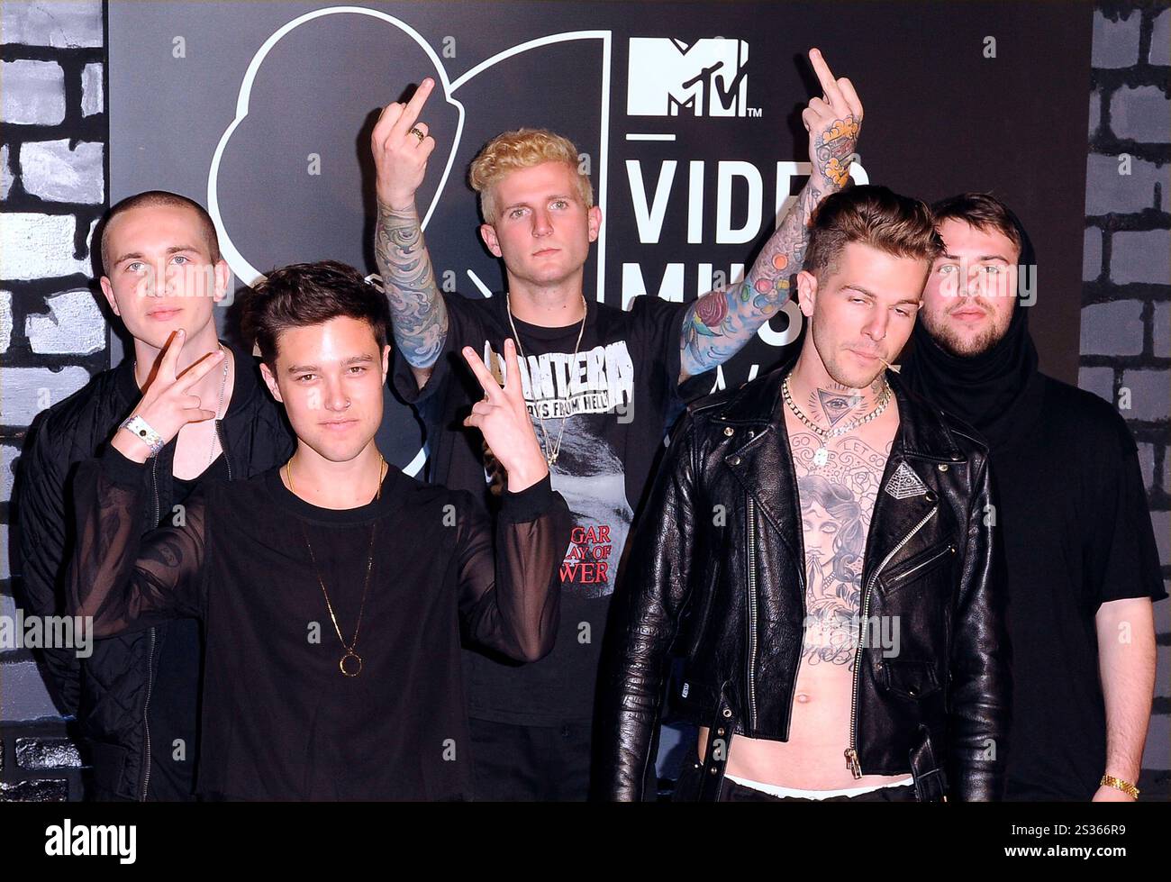 NEW YORK, NY - AUGUST 25: Jesse Rutherford, guitarists Jeremy Freedman and Zach Abels, bassist ...